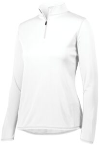 augusta sportswear ladies attain wicking 1/4 zip pullover - women's running long sleeve jacket with sun protection, white, x-large