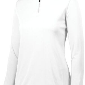 Augusta Sportswear Ladies Attain Wicking 1/4 Zip Pullover - Women's Running Long Sleeve Jacket with Sun Protection, White, X-Large