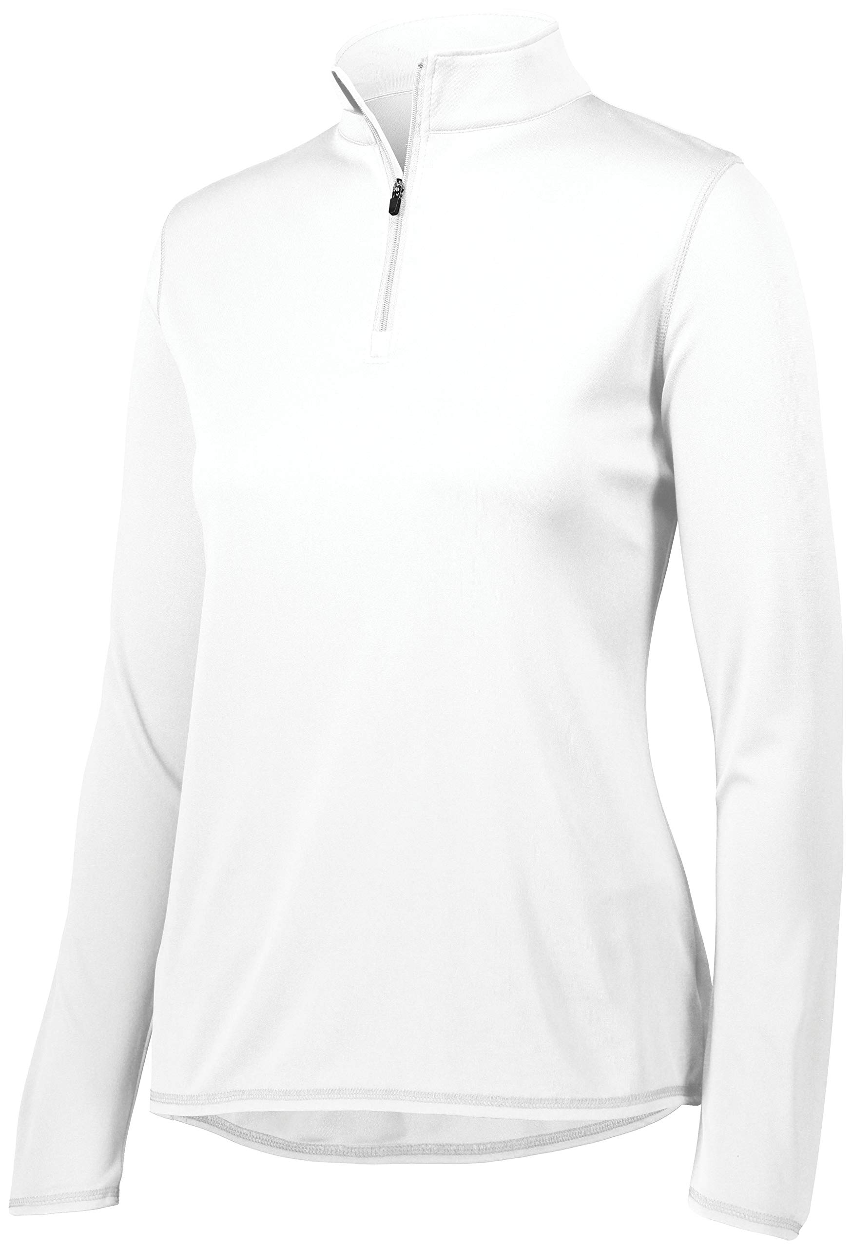 Augusta Sportswear Ladies Attain Wicking 1/4 Zip Pullover - Women's Running Long Sleeve Jacket with Sun Protection, White, X-Large