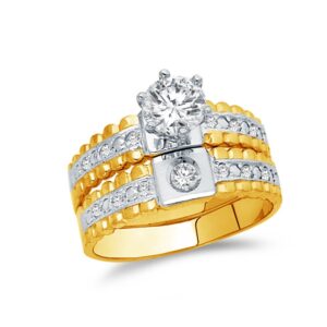 sonia jewels size - 7-14k two toned gold cz cubic zirconia round engagement wedding bridal ring set