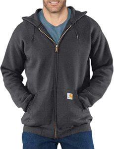 carhartt men's loose fit midweight full-zip sweatshirt, carbon heather, x-large tall