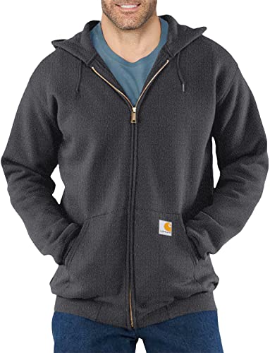 Carhartt Men's Loose Fit Midweight Full-Zip Sweatshirt, Carbon Heather, X-Large Tall