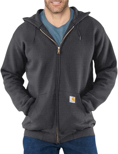 Carhartt Men's Loose Fit Midweight Full-Zip Sweatshirt, Carbon Heather, X-Large Tall