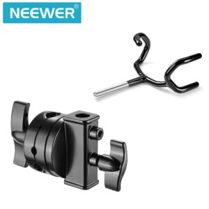 Neewer Microphone Boom pole Mounting Adapter Includes 2.5-inch Grip Head and Boom pole Support Holder, Fit on C-Stand and Mic Stand (Black)