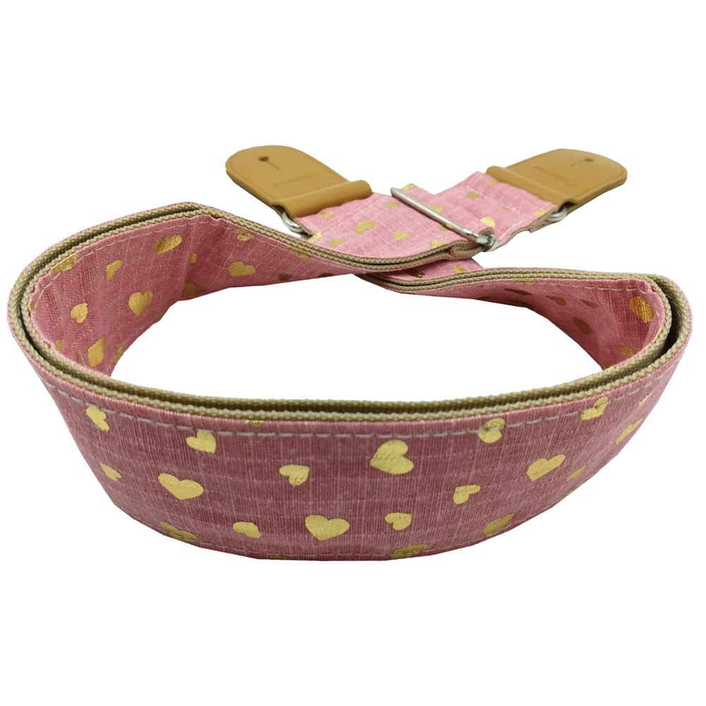 Xinlinke Girls Guitar Strap Pink Cotton Heart Pattern Electric Acoustic Guitar Bass Music Accessories