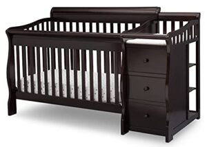 delta children princeton junction 4-in-1 convertible crib and changer - greenguard gold certified, dark chocolate