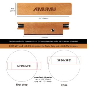 AMUMU SP30 Woody Magnetic Soundhole Pickup, For Steel String Acoustic Guitars Single Coil, Includes a free studio-grade Audio cable,Warm Acoustic Tone, Low Noise.