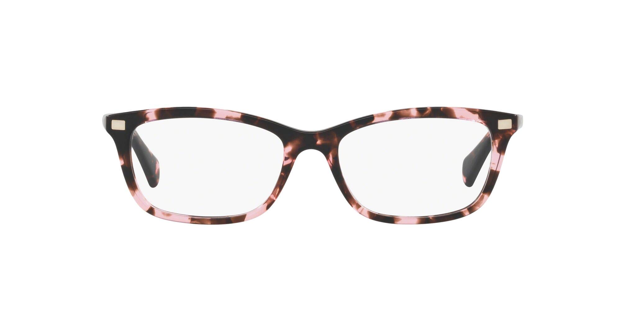 Ralph by Ralph Lauren Women's RA7089 Rectangular Prescription Eyewear Frames, Shiny Pink Tortoise/Demo Lens, 51 mm