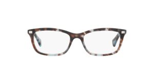 ralph by ralph lauren women's ra7089 rectangular prescription eyewear frames, shiny blue tortoise/demo lens, 53 mm