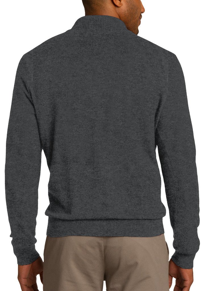 Mens Ford Oval 1/2 Zip Long Sleeve Sweater (Pocket Print), Large Charcoal Heather