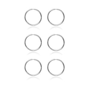 Real Gold Hoops 14k Tiny Round 10mm Endless Cartilage Hoop Small Earrings for Women Men, Set of 3 Pairs