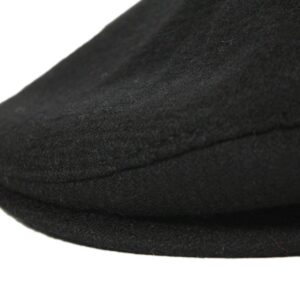 Biddy Murphy Men's Irish Newsboy 100% Wool Flat Cap, Warm Tuck-Away Ear Flaps, Black, Large