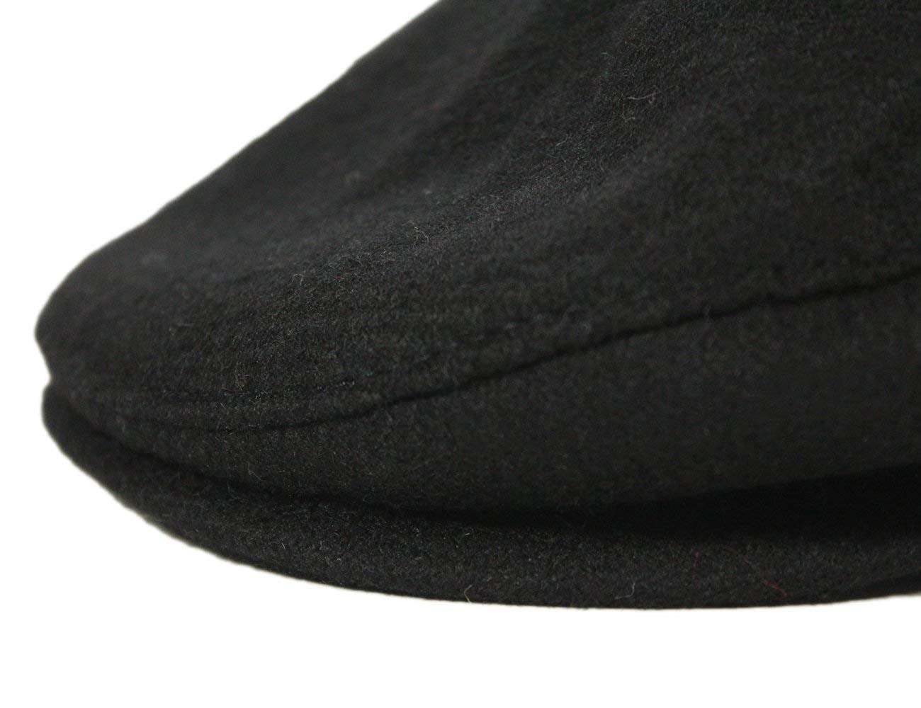 Biddy Murphy Men's Irish Newsboy 100% Wool Flat Cap, Warm Tuck-Away Ear Flaps, Black, Large