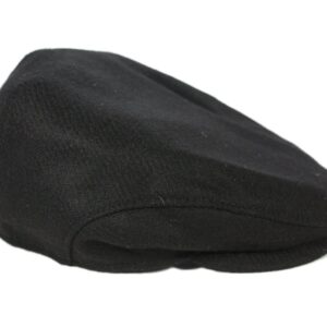 Biddy Murphy Men's Irish Newsboy 100% Wool Flat Cap, Warm Tuck-Away Ear Flaps, Black, Large