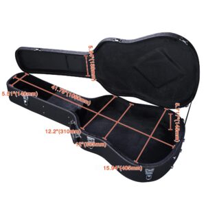 AW 41" Acoustic Guitar Hard Case Wooden Hard Shell Carrying Case with Lock Latch Key Black