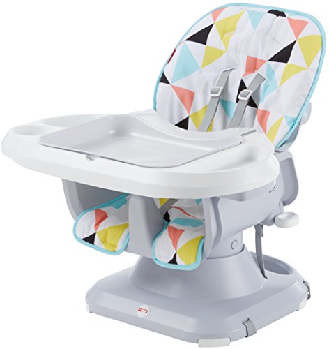 Fisher-Price Baby to Toddler High Chair SpaceSaver Portable Dining Seat & Booster with Washable Deep Tray & Liner, Windmill