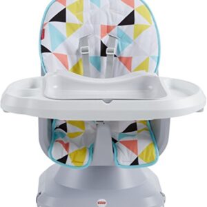 Fisher-Price Baby to Toddler High Chair SpaceSaver Portable Dining Seat & Booster with Washable Deep Tray & Liner, Windmill