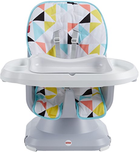 Fisher-Price Baby to Toddler High Chair SpaceSaver Portable Dining Seat & Booster with Washable Deep Tray & Liner, Windmill