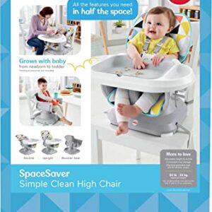 Fisher-Price Baby to Toddler High Chair SpaceSaver Portable Dining Seat & Booster with Washable Deep Tray & Liner, Windmill