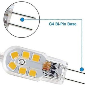 G4 LED Light Bulbs G4 Bi-Pin Base 1.5W (20W Halogen Bulb Equivalent) 12V Warm White 3000K LED Bulbs for Landscape Ceiling Under Counter Puck Lighting,Pack of 10,Clear Cover