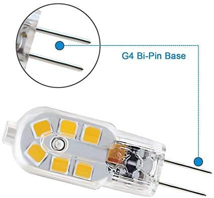 G4 LED Light Bulbs G4 Bi-Pin Base 1.5W (20W Halogen Bulb Equivalent) 12V Warm White 3000K LED Bulbs for Landscape Ceiling Under Counter Puck Lighting,Pack of 10,Clear Cover