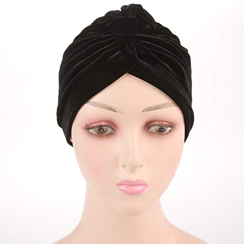 beauty YFJH Pleated Stretch Ruffle Women's Velvet Chemo Turban Hat Wrap Cover