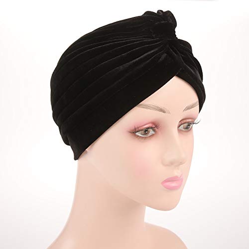 beauty YFJH Pleated Stretch Ruffle Women's Velvet Chemo Turban Hat Wrap Cover