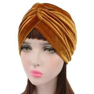 beauty yfjh pleated stretch ruffle women's velvet chemo turban hat wrap cover