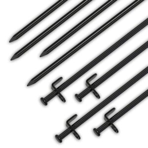 Beefoor 12-Inch Tent Stakes, Heavy Duty Camping Stakes, Forged Steel Tent Pegs Unbreakable and Inflexible, Available in Rocky Place Dessert Snowfield and Grassland 12in-8parks