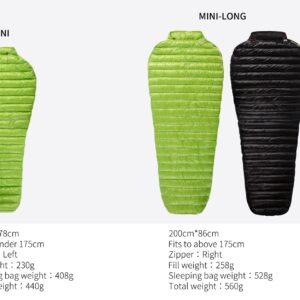 AEGISMAX Mini 6 Degree 800FP Goose Down Sleeping Bag Ultralight Down Sleeping Bag for Backpacking and Camping for Men & Women (Green, Regular)