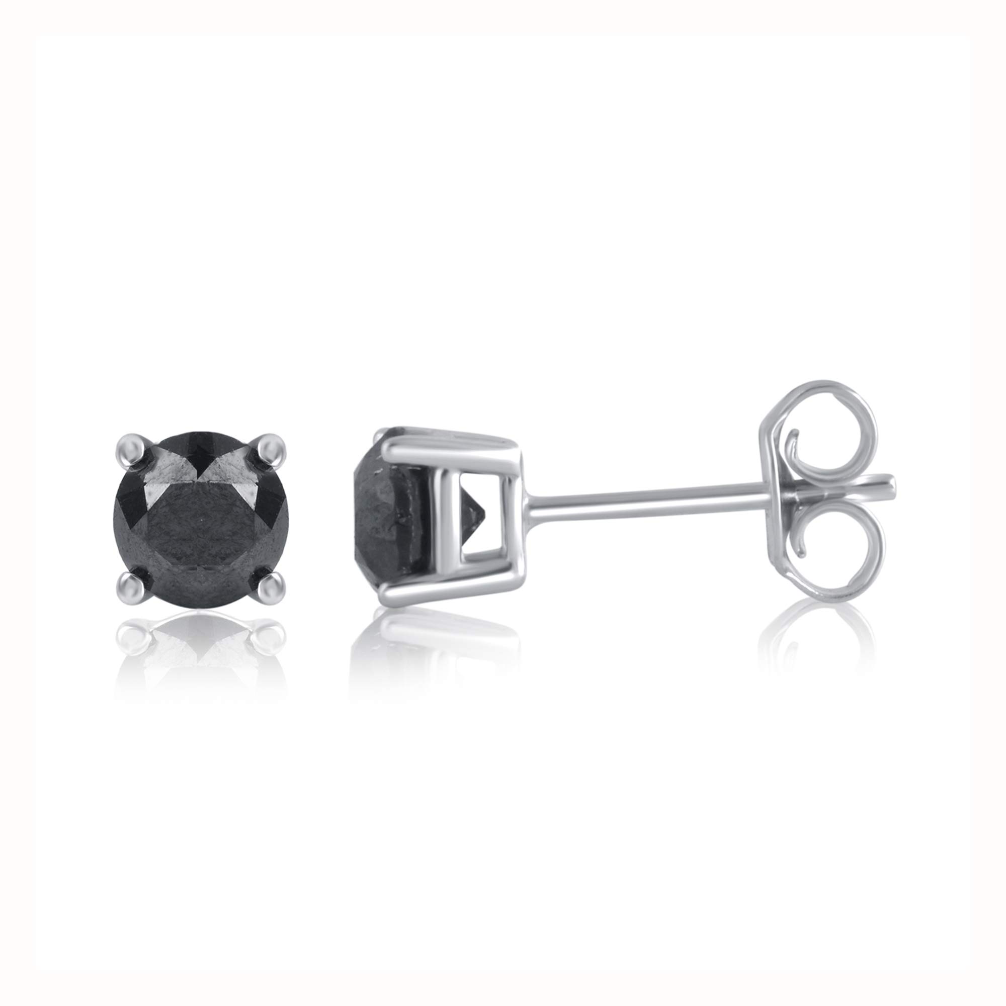 Beyond Brilliance 2.00 Carat Diamond, Fancy Sterling Silver Prong Set Black Stud Earrings for Women Daily Wear Jewelry, Gift Box Included