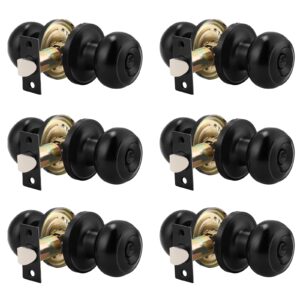 probrico 6 pack round privacy door knob(thumb turn lock on the inside), keyless doorknobs interior/exterior lockset,privacy knobs for bedroom/bathroom,black modern design door hardware