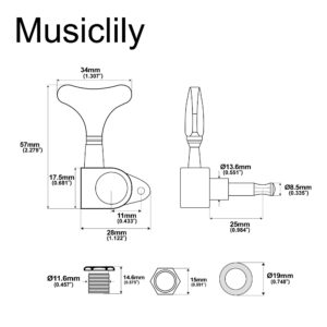 Musiclily Pro 4 Inline Sealed Bass Tuners Tuning Pegs Keys Machine Heads Set for 4 String Precision Jazz Bass, Black