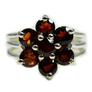 gemsonclick natural garnet ring round shape women silver birthstone handcrafted ring ring sizes 4 to 13