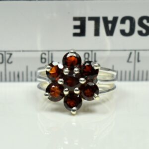 Gemsonclick Natural Garnet Ring Round Shape Women Silver Birthstone Handcrafted Ring Ring Sizes 4 To 13