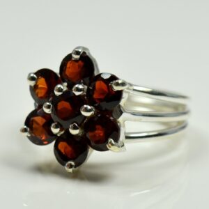 Gemsonclick Natural Garnet Ring Round Shape Women Silver Birthstone Handcrafted Ring Ring Sizes 4 To 13