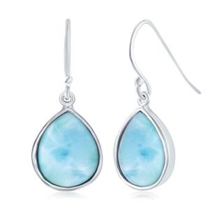 larimar earrings for women - blue earrings dangle - gemstone earrings for women - teardrop blue drop earrings for women - blue and silver earrings - larimar jewelry - pear dangle earrings