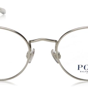 Polo Ralph Lauren Men's PH1179 Round Prescription Eyewear Frames, Semi-Shiny Brushed Silver/Demo Lens, 48 mm