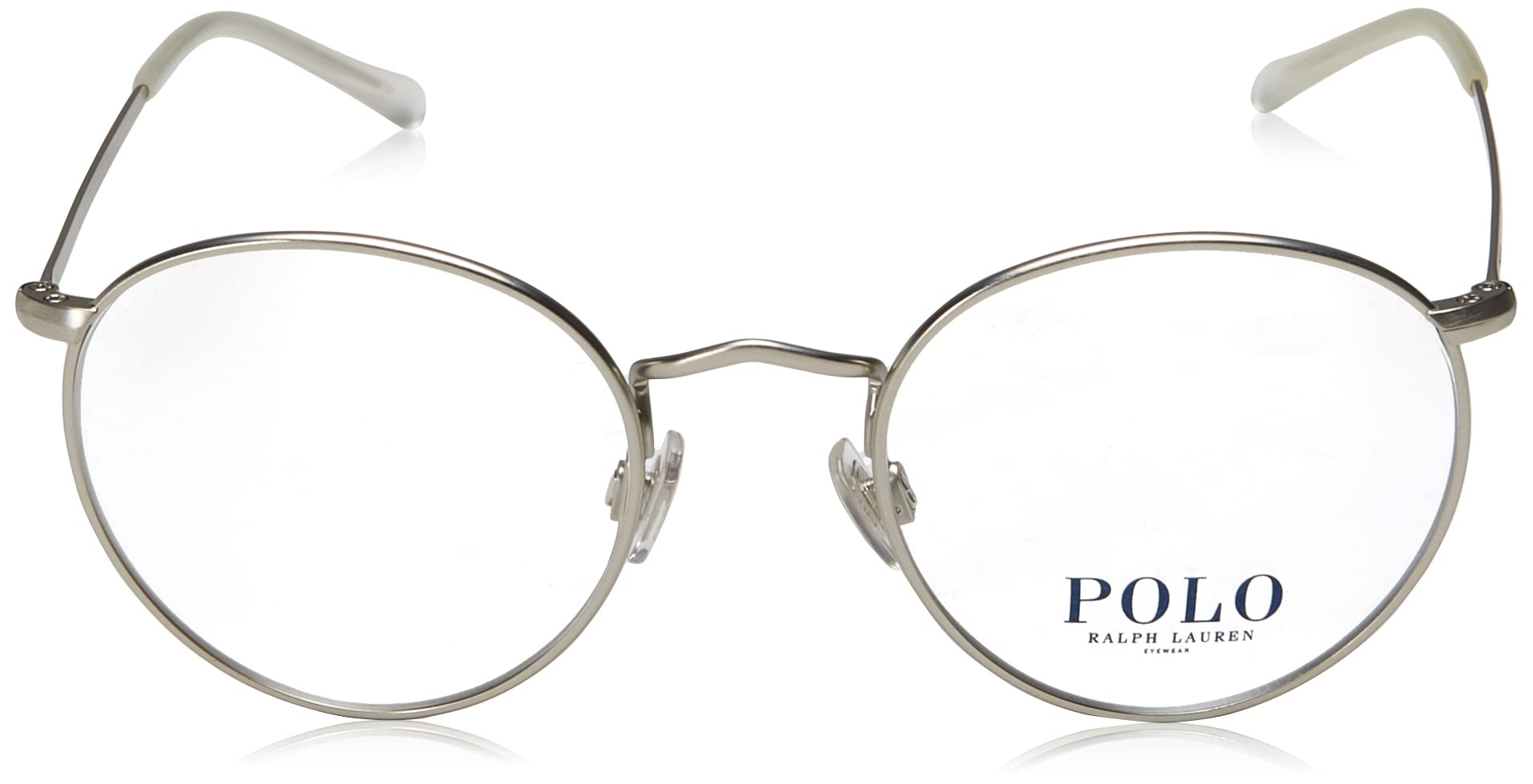 Polo Ralph Lauren Men's PH1179 Round Prescription Eyewear Frames, Semi-Shiny Brushed Silver/Demo Lens, 48 mm