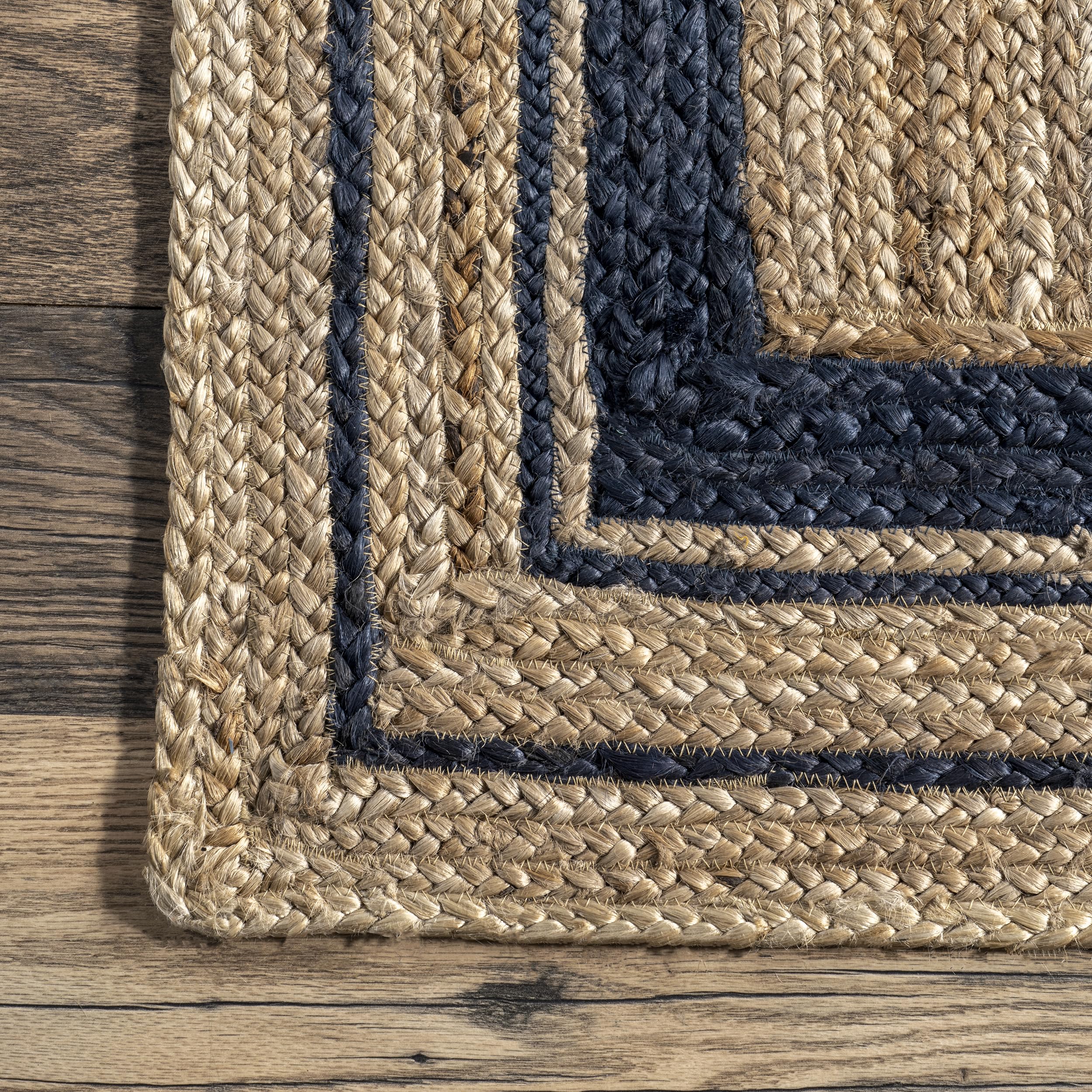 nuLOOM Rikki Coastal Braided Jute Area Rug, 9x12, Navy