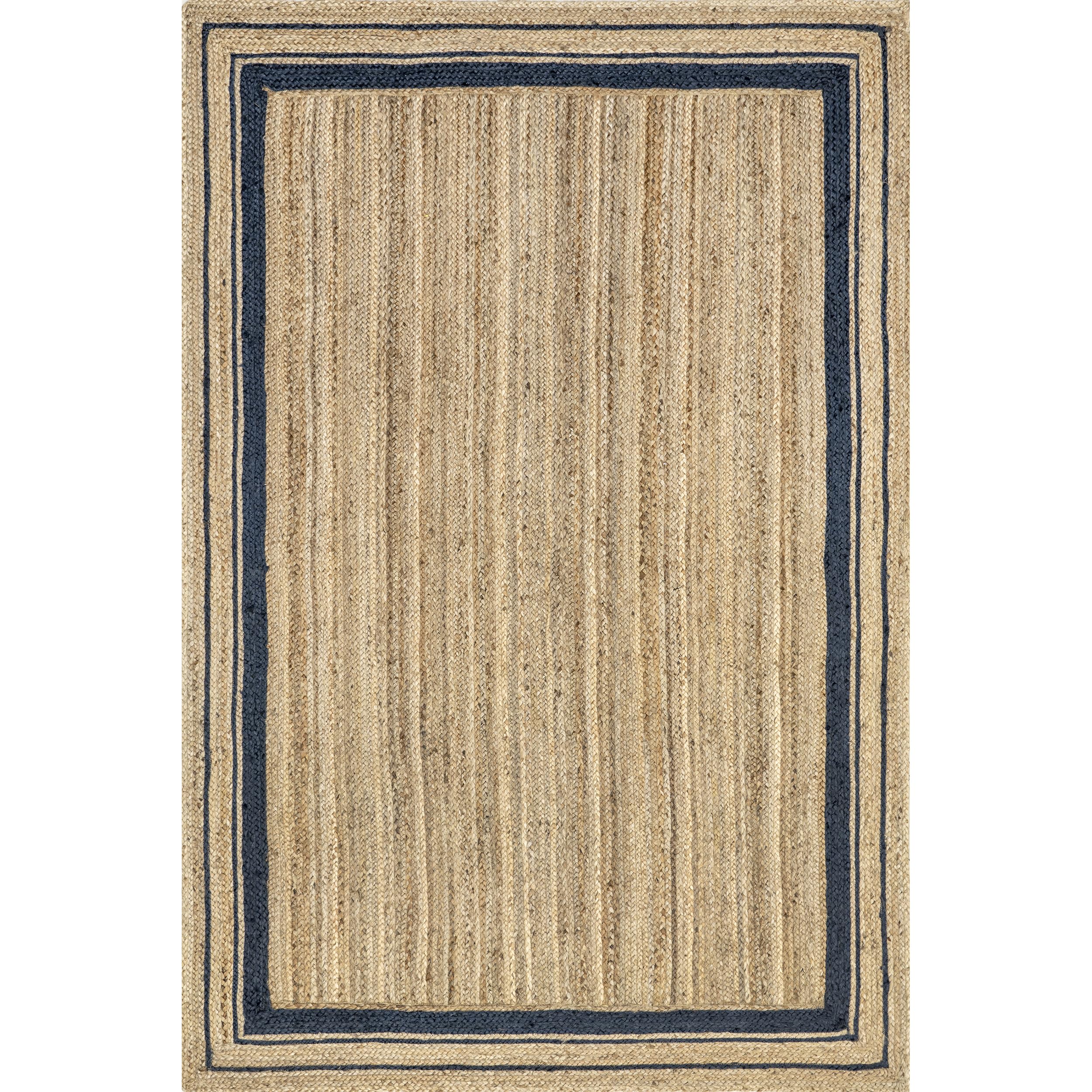 nuLOOM Rikki Coastal Braided Jute Area Rug, 9x12, Navy