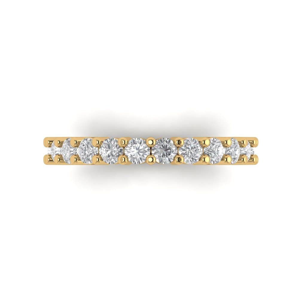 1.52 ct Round Cut Clear Simulated Diamond 14k Yellow Gold Eternity Wedding Engagement Designer Anniversary Ring Band Sz 6.5