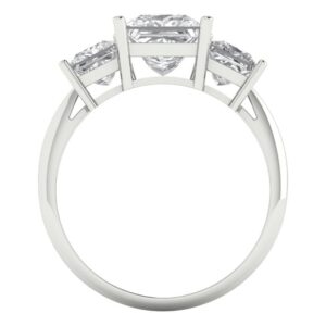 2.62 Ct Brilliant Princess Cut Clear Simulated Diamond 14K White Gold Three Stone Engagement Bridal Anniversary Ring Size 11