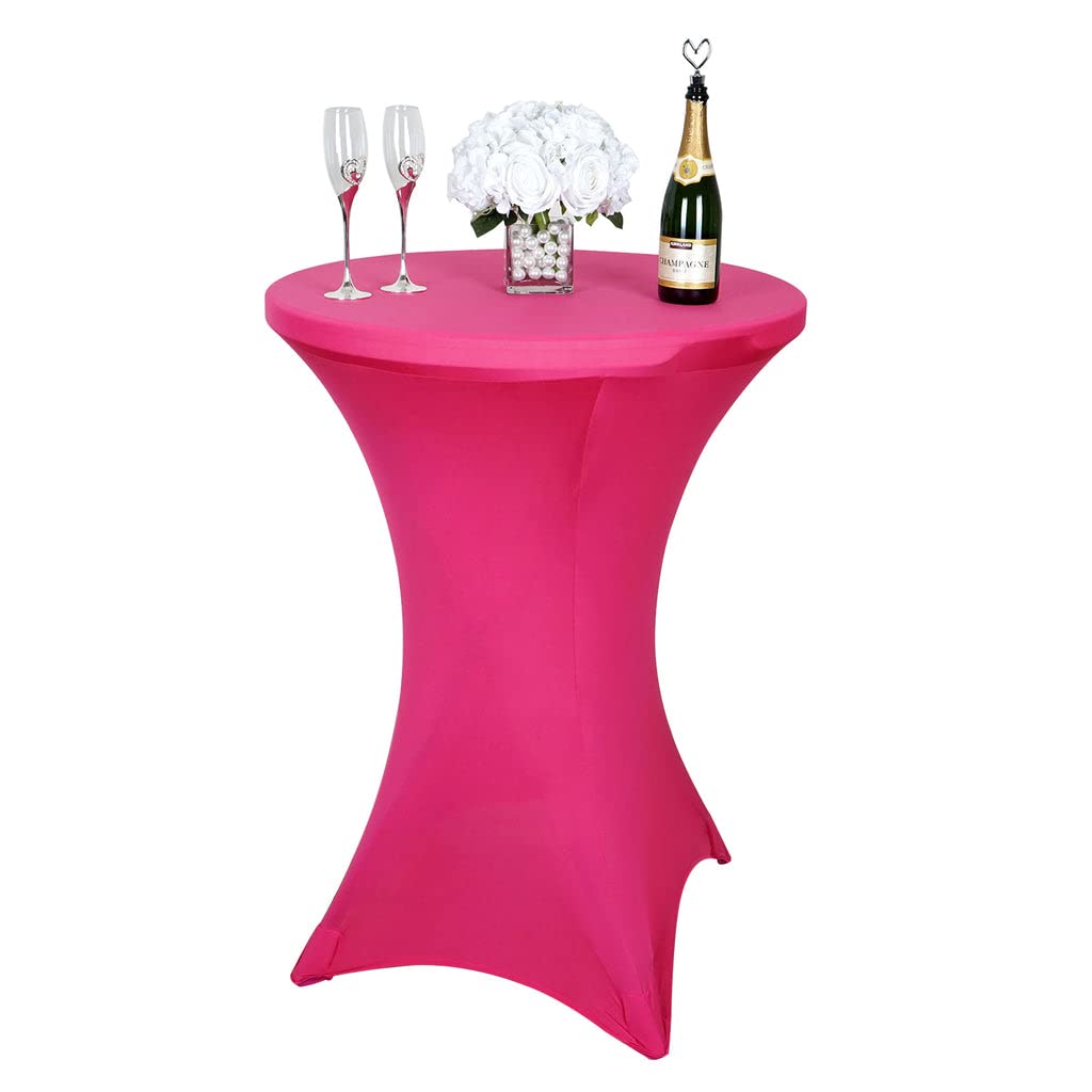 TABLECLOTHSFACTORY Cocktail Spandex Table Cover - Fushia