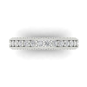 1.44 ct brilliant round cut clear ziron 14k white gold eternity wedding engagement designer anniversary ring band sz 5