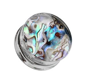 abalone inlay double flared ear gauge freedom fashion plug (sold by pair) (9/16")