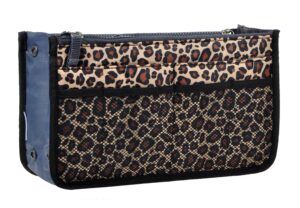 vercord purse organizer insert for handbags bag organizers inside tote pocketbook women nurse nylon 13 pockets leopard medium