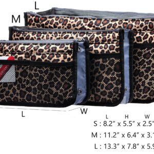 Vercord Purse Organizer Insert for Handbags Bag Organizers Inside Tote Pocketbook Women Nurse Nylon 13 Pockets Leopard Medium