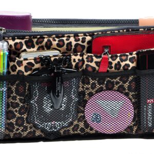 Vercord Purse Organizer Insert for Handbags Bag Organizers Inside Tote Pocketbook Women Nurse Nylon 13 Pockets Leopard Medium