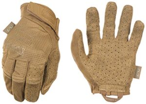 mechanix wear: tactical specialty vent tactical gloves, touch capable, high dexterity, gloves for airsoft, paintball, and field work, work gloves for men (brown, large)